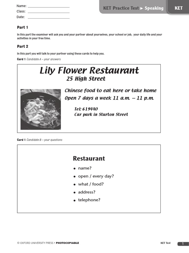 Ket Speaking | PDF