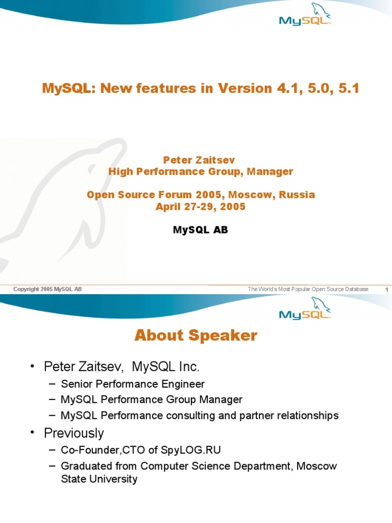 Mysql: New Features in Version 4.1, 5.0, 5.1 | PDF | My Sql | Databases