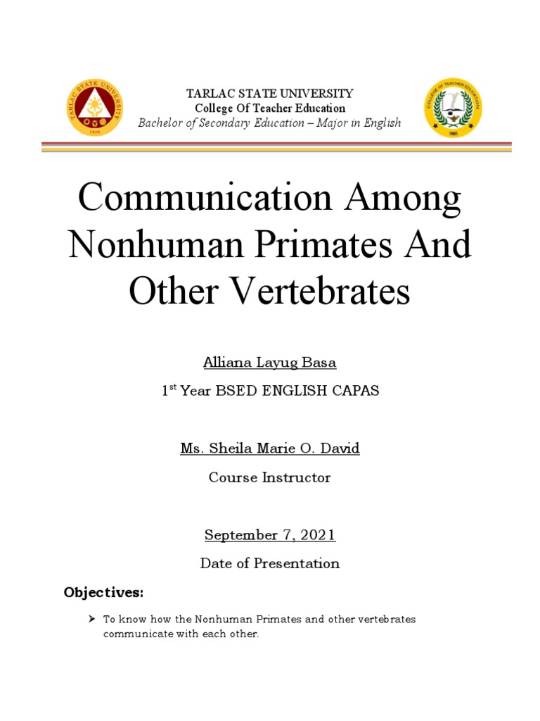 C. Communication Among Nonhuman Primates and Other Vertebrates. | PDF ...