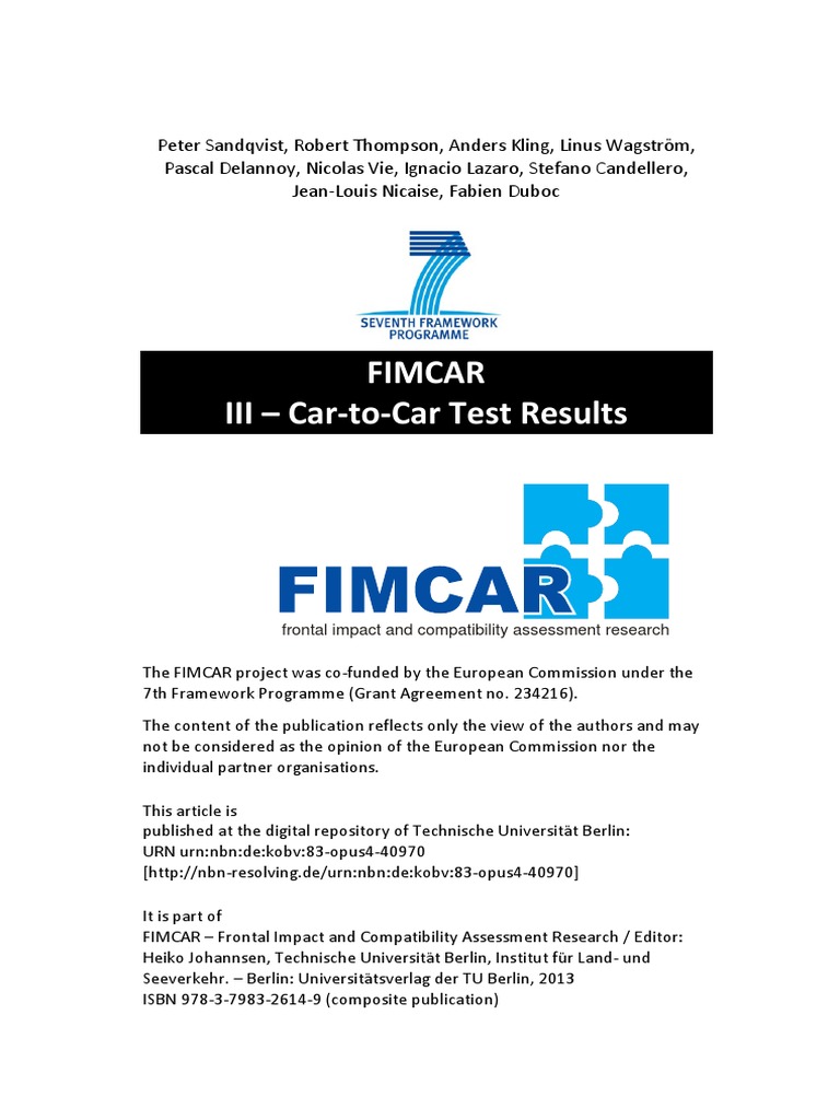 FIMCAR III Car-to-Car Test Results Assess Lower Load Paths | PDF ...