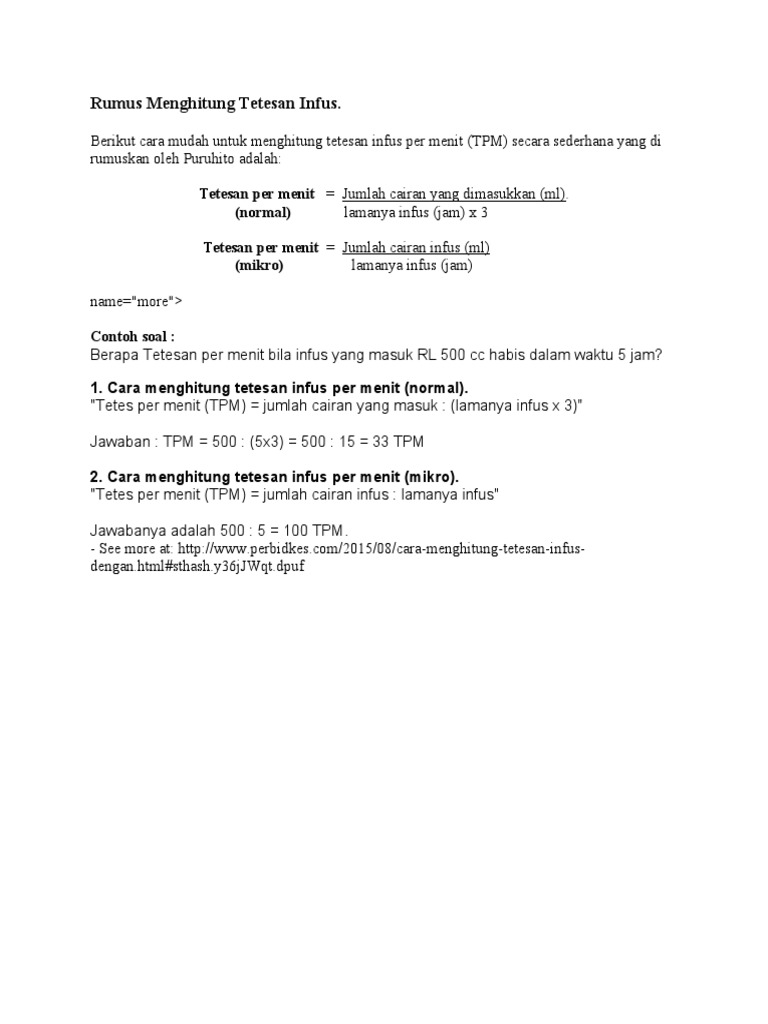 Rumus Menghitung Tetesan Infus | PDF | Komputer