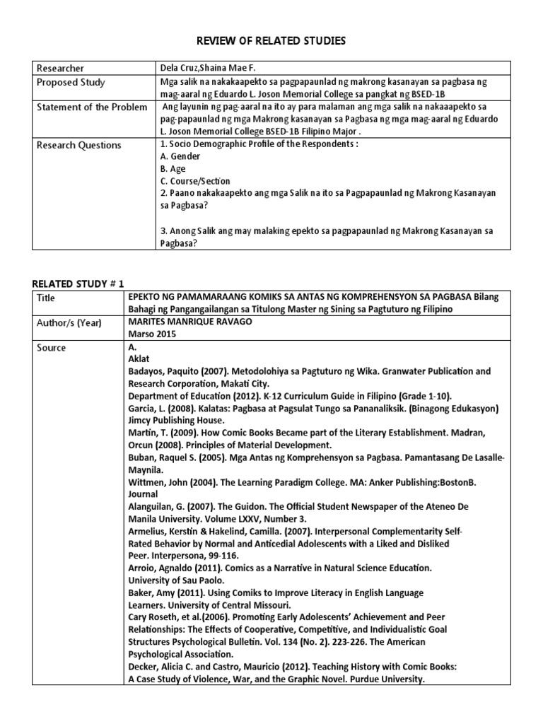 Shaina Mae Dela Cruz - REVIEW OF RELATED STUDIES | PDF | Cognition