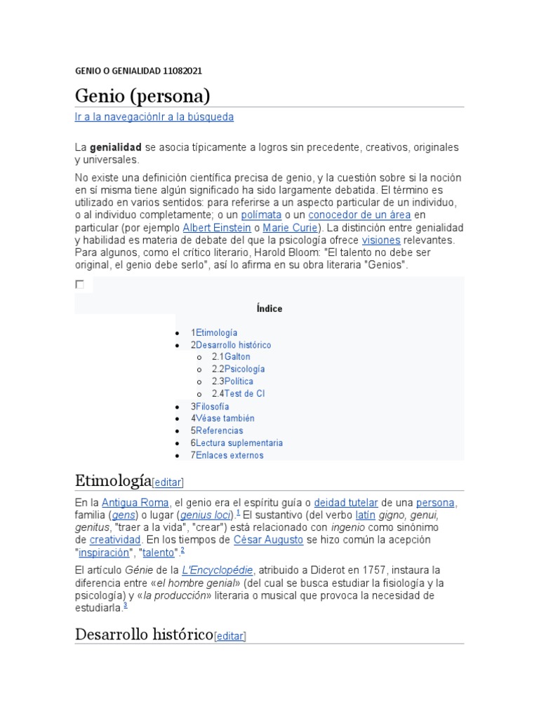 Genio o Genialidad | PDF | Genio | Dotamiento intelectual