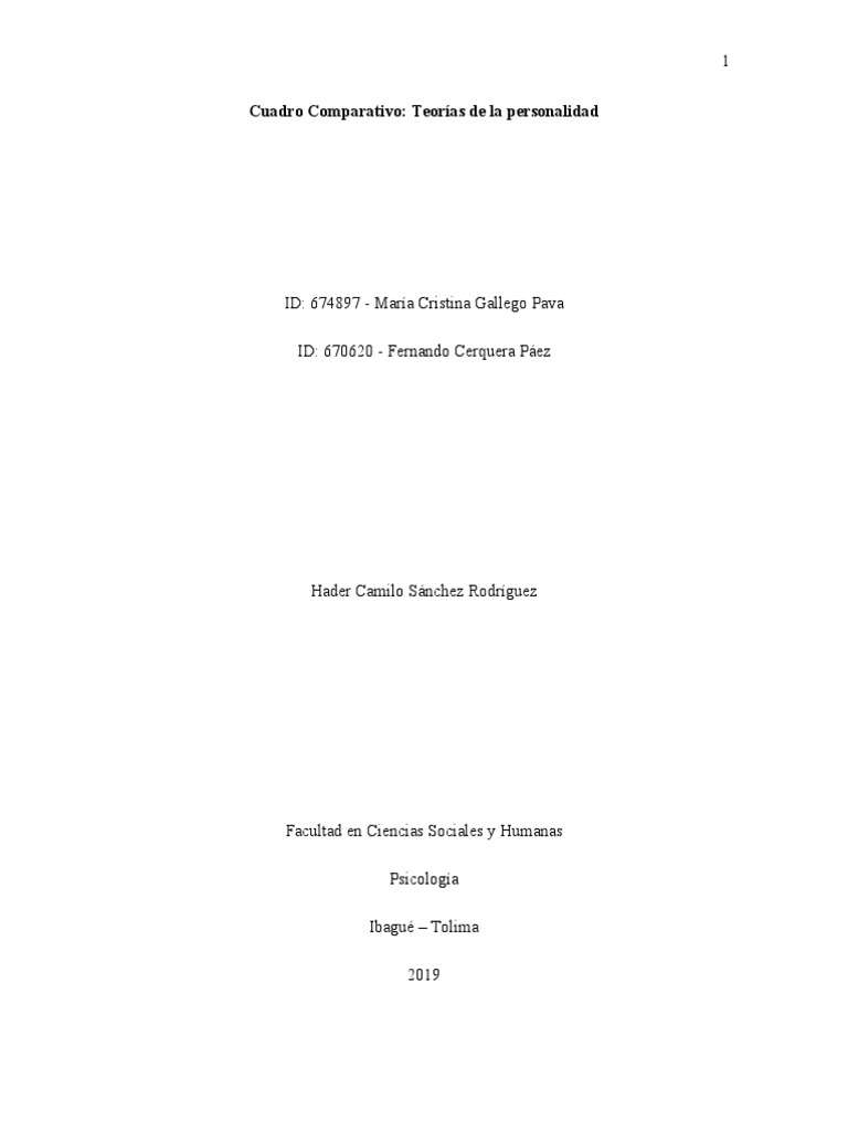 Cuadro Comparativo Diferencias Individuales Pdf Sigmund Freud