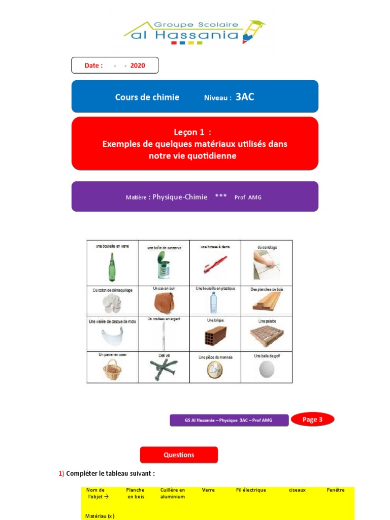 Matériaux du Quotidien en 3AC | PDF | Science des matériaux | Métaux