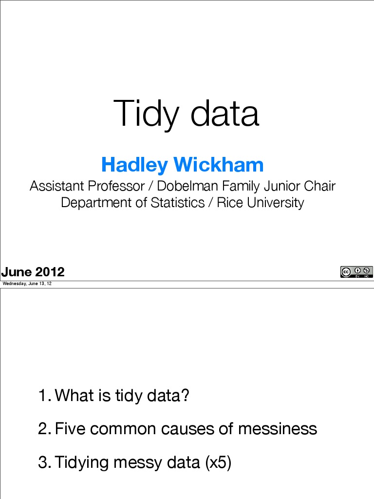 Tidy Data | PDF | Data Set | Data Management