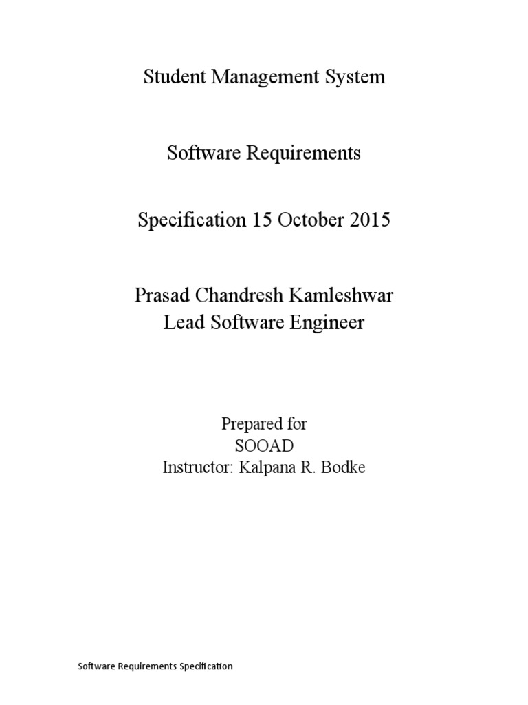 Student Management System SRS | PDF | Internet & Web | World Wide Web