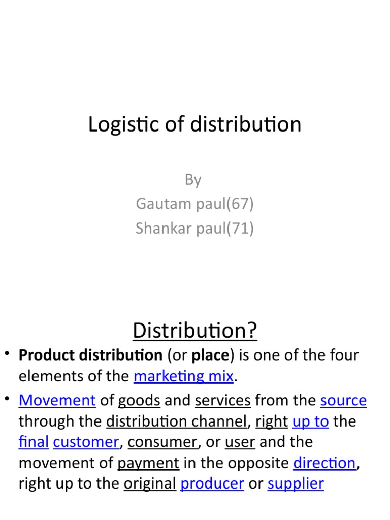 Logistic of Distribution | PDF | Logistics | Warehouse
