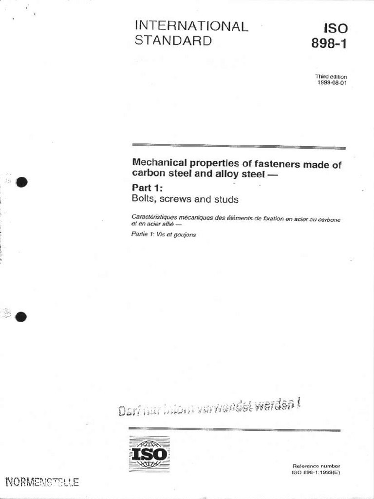 ISO - 898-1 Bolts - Screws and Studs | PDF