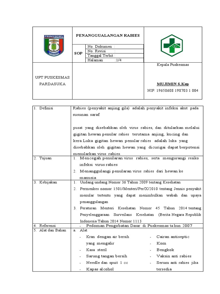 SOP Penanganan Rabies | PDF
