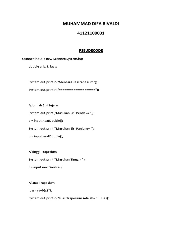 PSEUDECODE DAN FLOWCHART - Muhammad Difa Rivaldi | PDF | Computers