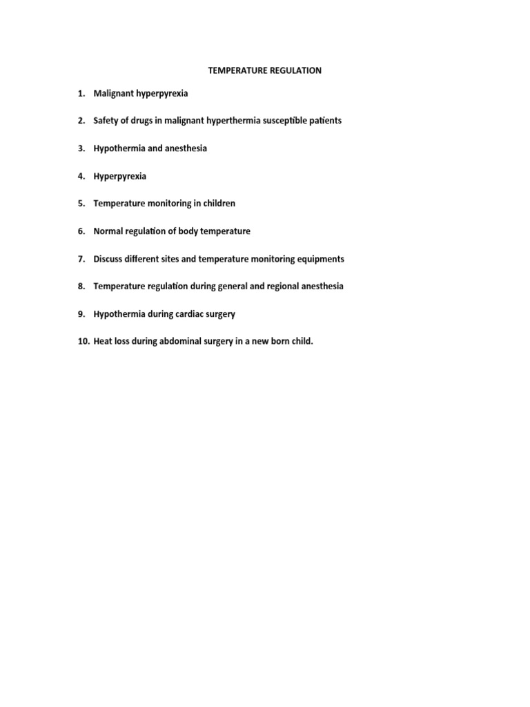 Temperature Regulation in Anesthesia | PDF | Science & Mathematics