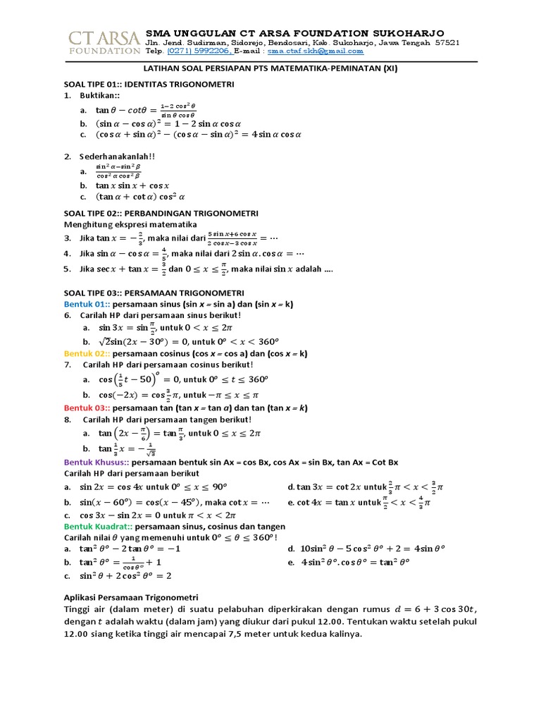 Latihan Soal Trigonometri SMA | PDF