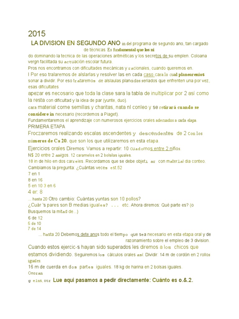 Enseñanza de La División. 2dom 3ro y 4to PDF | PDF | División ...