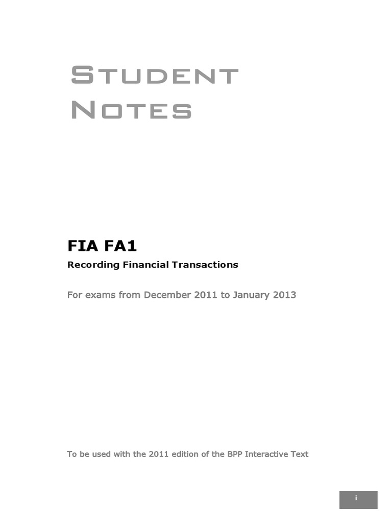 ACCA FA1 FIA Level | PDF | Debits And Credits | Bookkeeping