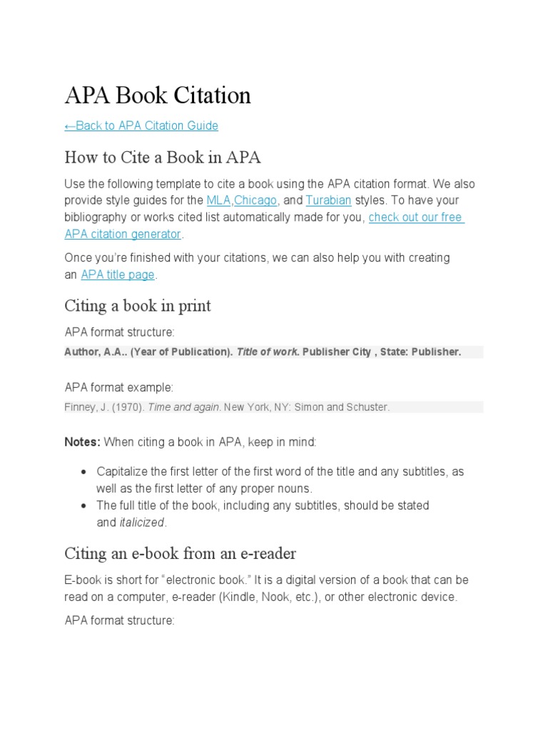 APA Book Citation | PDF