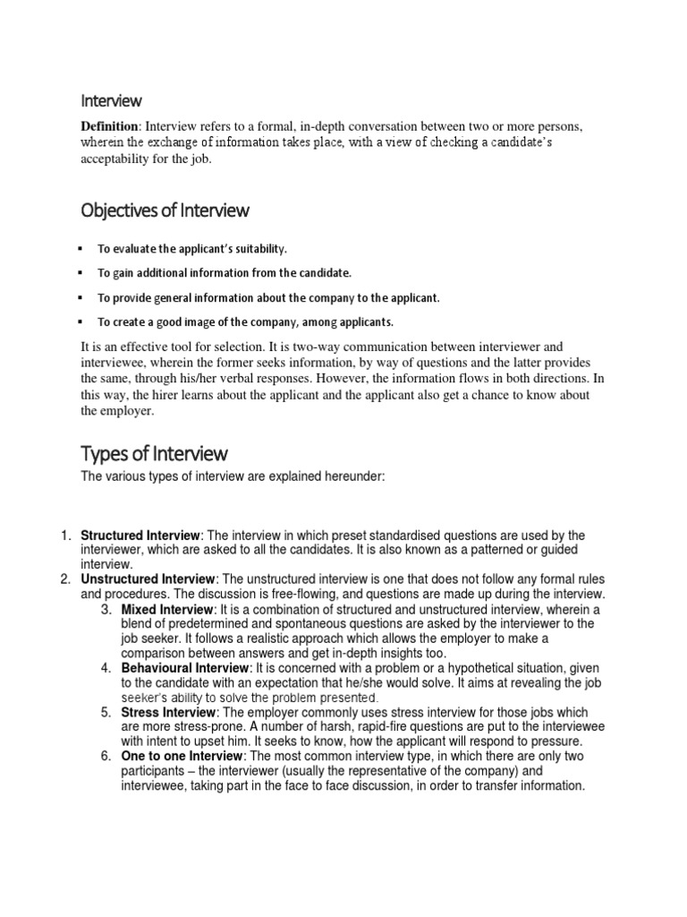 Interview Basics. | PDF | Interview | Cognition