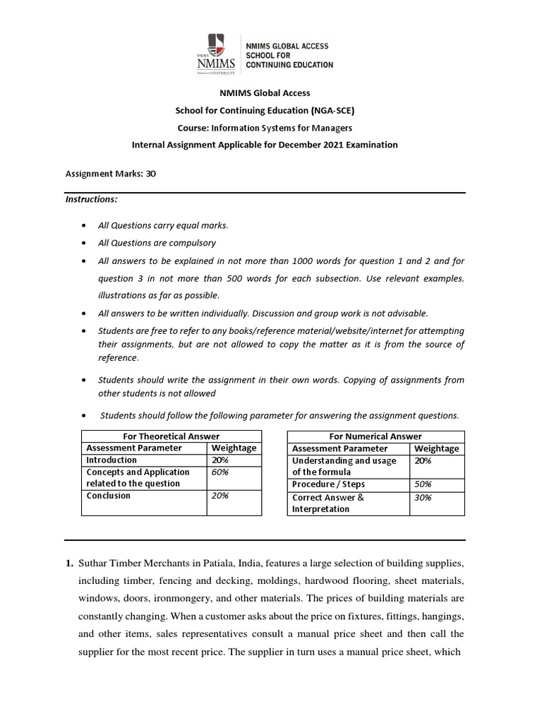 Assignment Marks: 30: Instructions | PDF | Cloud Computing | Enterprise Resource Planning