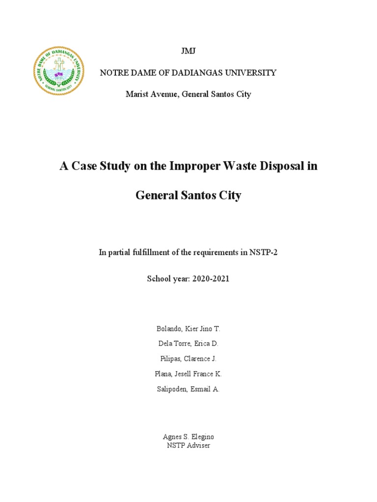 A Case Study On The Improper Waste Disposal in General Santos City ...