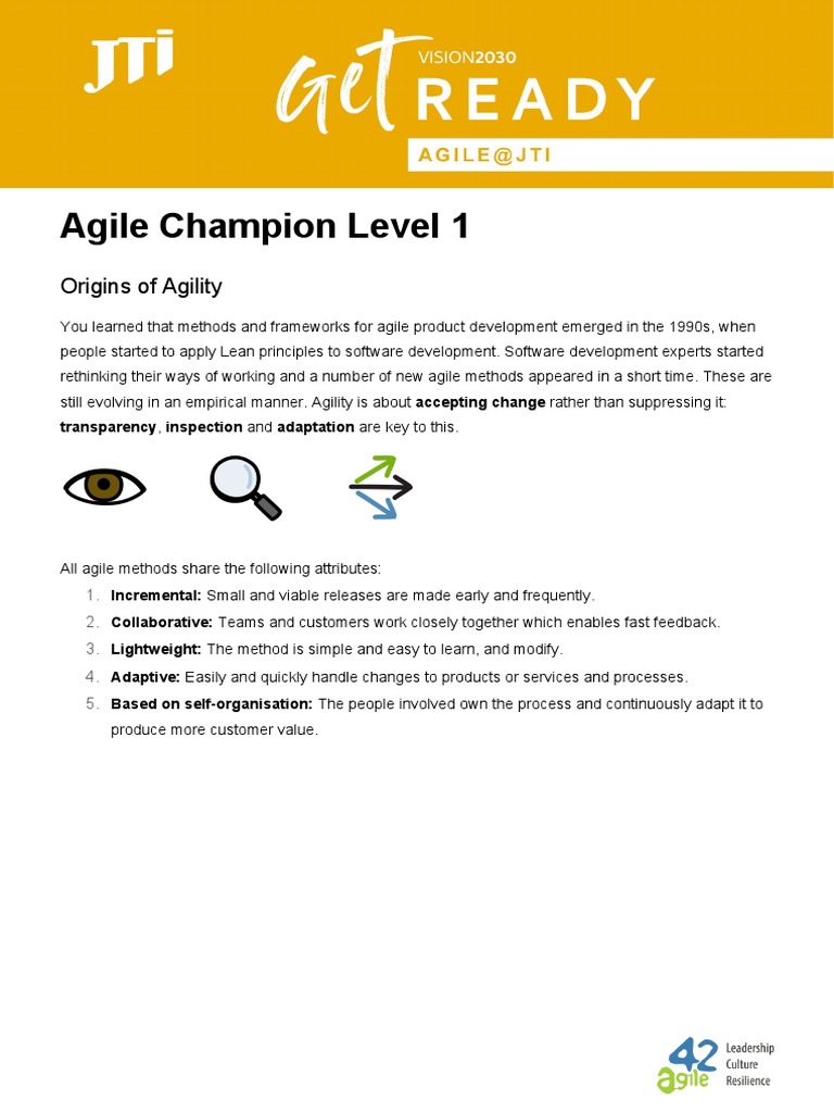 Agile Champion Level 1: Origins of Agility | PDF | Agile Software ...