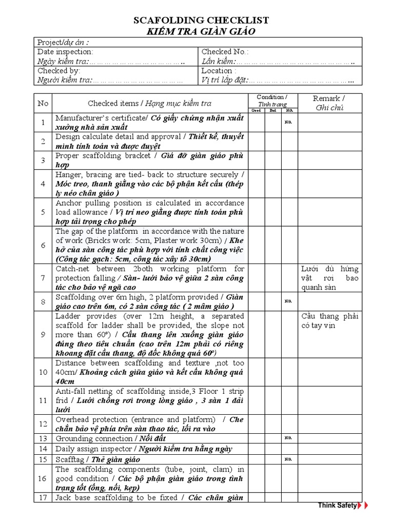 Scaffolding Checklist | PDF