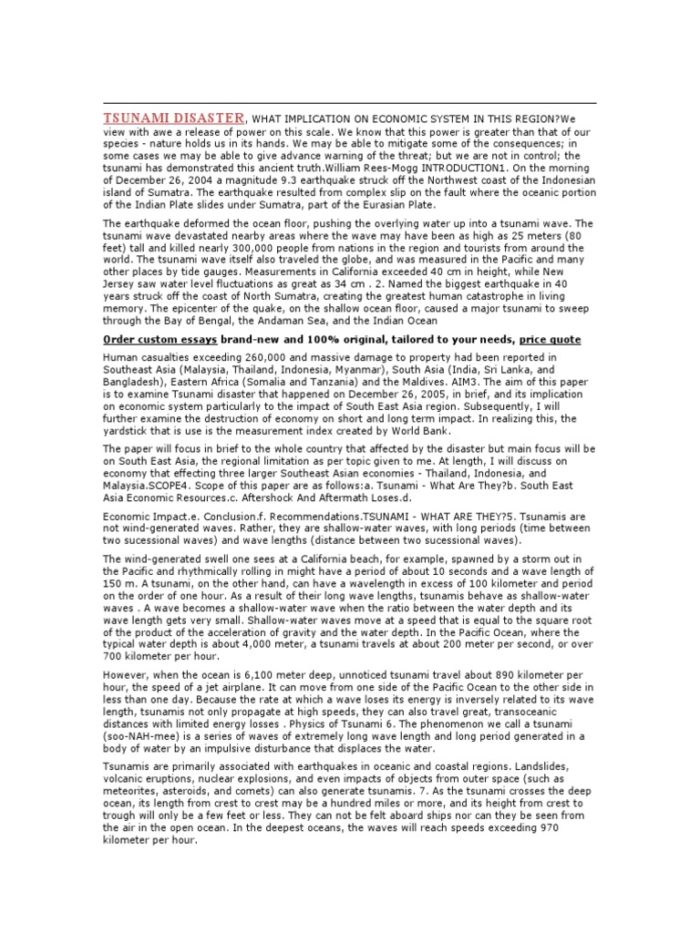 Tsunami Disaster: Order Custom Essays Brand-New and 100% Original ...