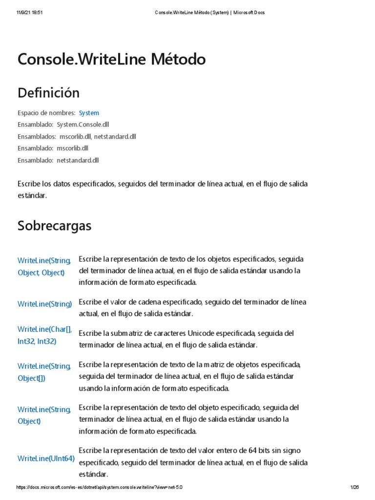 Console - Writeline Método (System) - Microsoft Docs | PDF | C Sharp ...