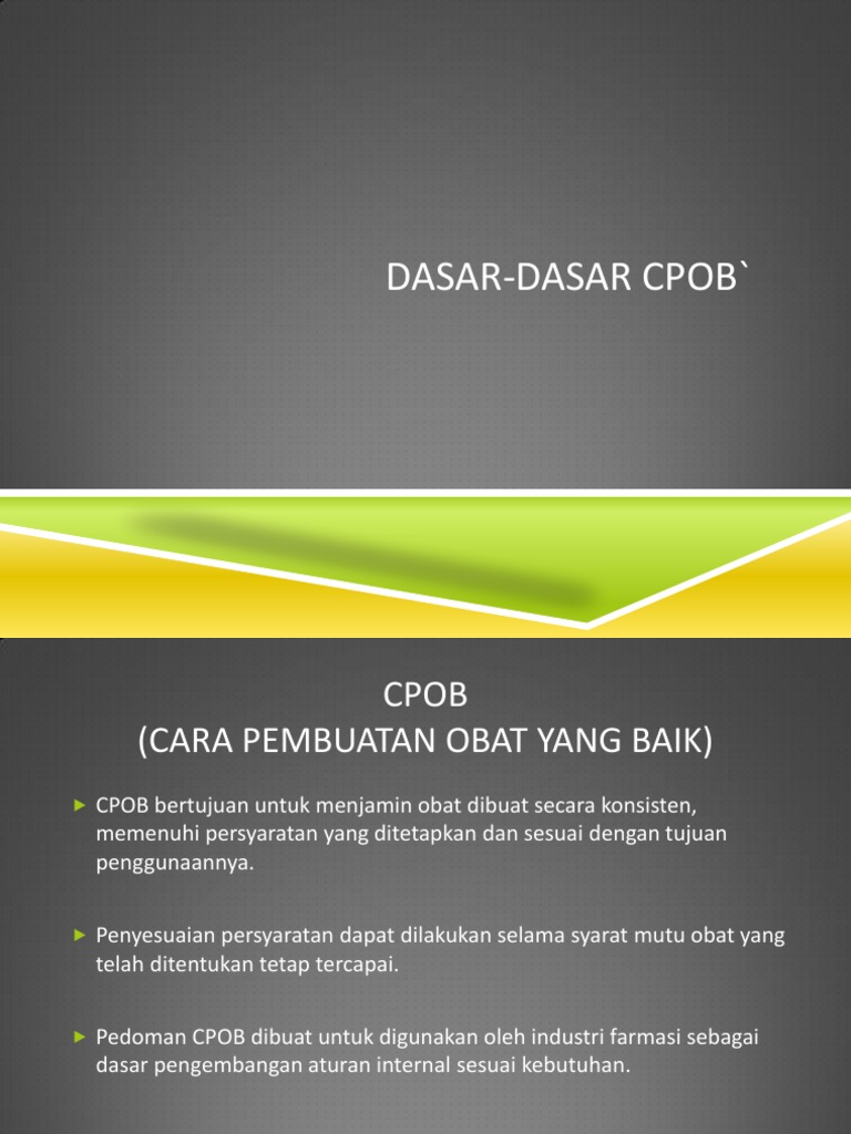 Dasar-Dasar CPOB | PDF | Kesehatan Holistik