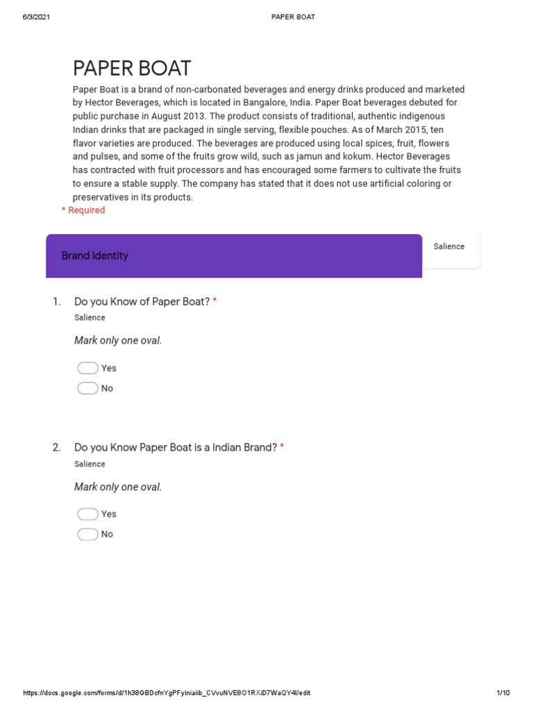 Questionnaire | PDF | Brand | Drink
