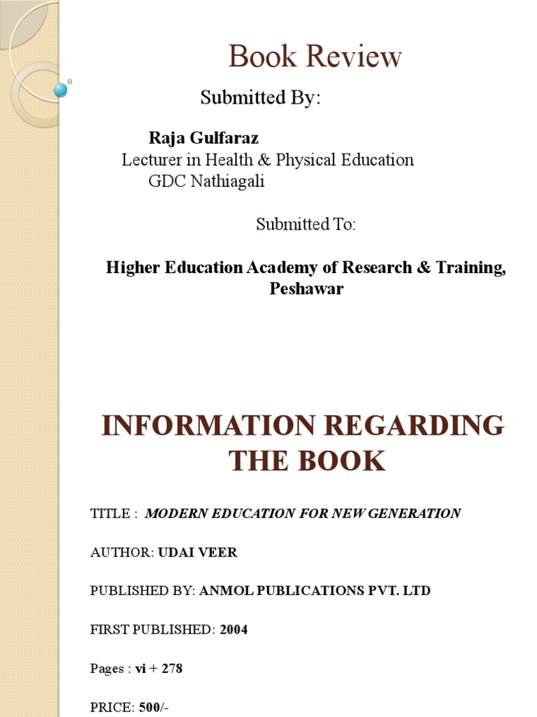 MODERN EDUCATION FOR NEW GENERATION Book Review | PDF | Vocational ...