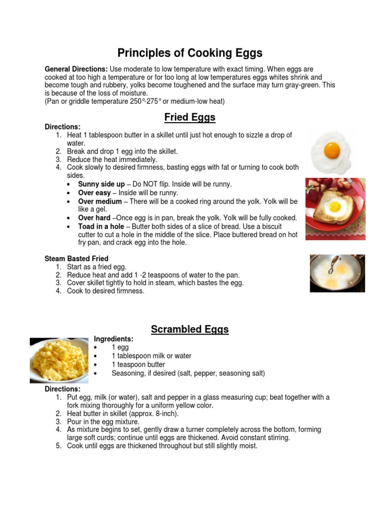 Principles of Cooking Eggs - Recipes | PDF | Egg As Food | Boiling