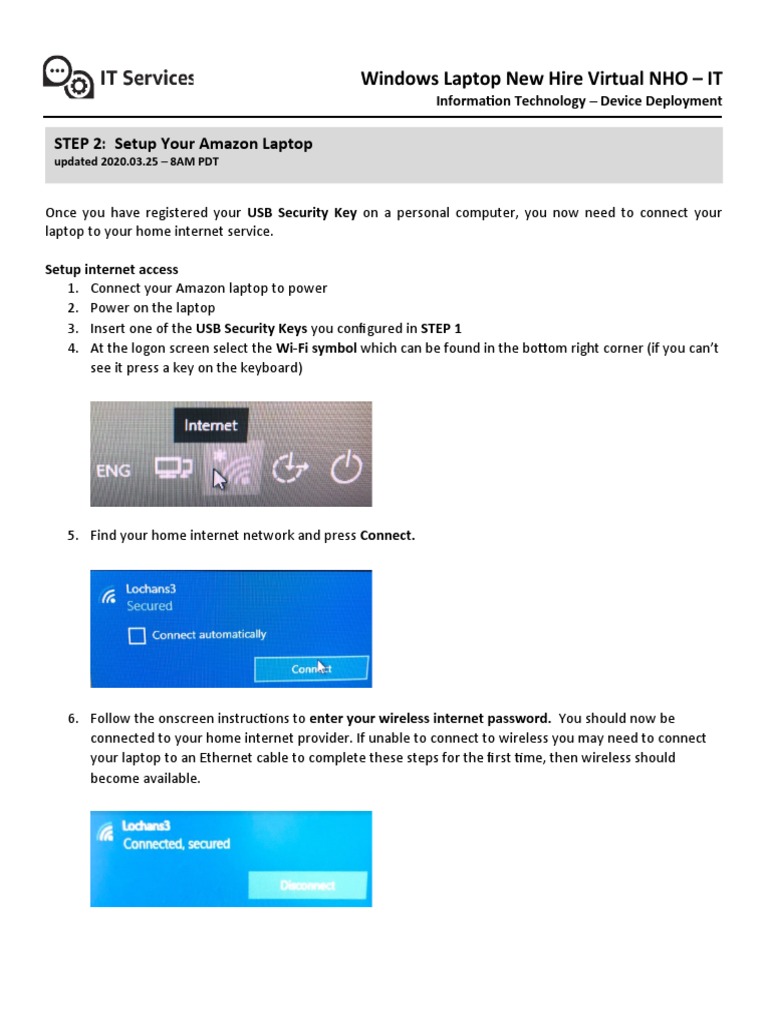 Laptop Setup Guide - Windows - Current | PDF | Login | Password