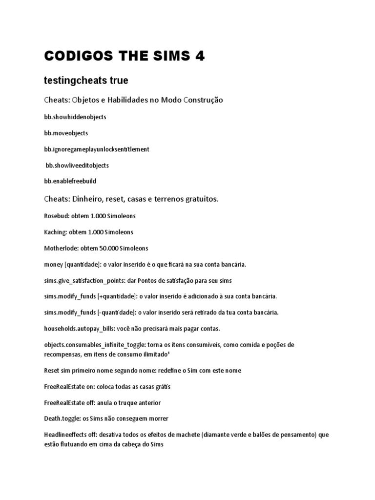 Cheats The Sims 4 | PDF