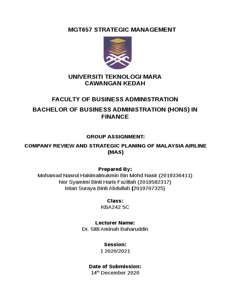 Malaysian Airlines Company Review and Strategic Plan | Download Free ...