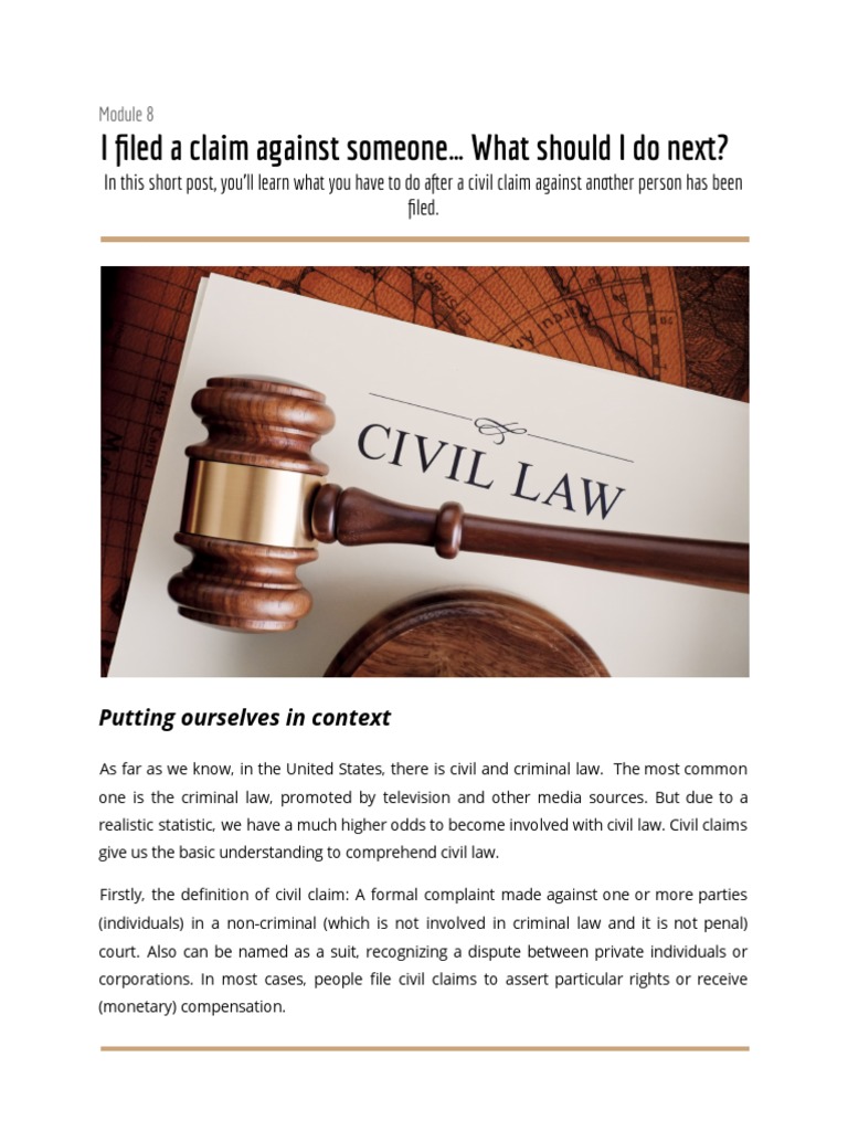 I Filed A Claim Against Someone What Should I Do Ne ? | PDF | Social ...