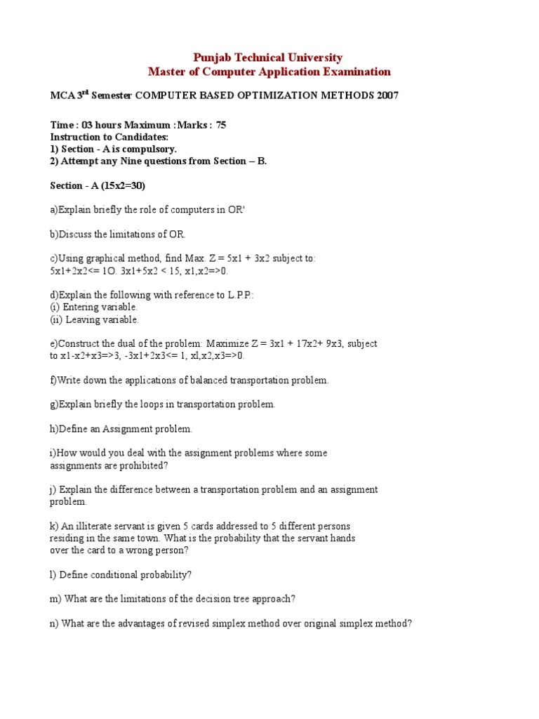 (Www.entrance-exam.net)-PTU MCA 3rd Semester Sample Paper 3 ...