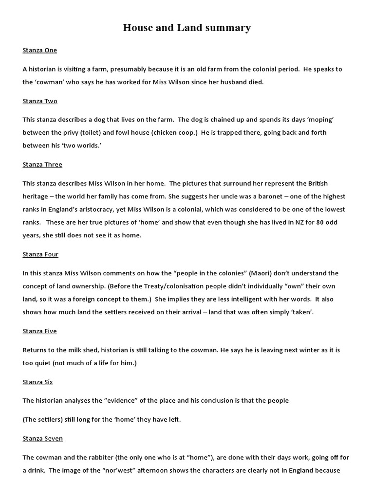 House and Land Summary | PDF