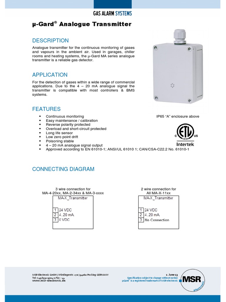 FT 022 Sensor de Monoxido Carbono MSR Ma 0 1110 Carbon Monoxide Gas ...