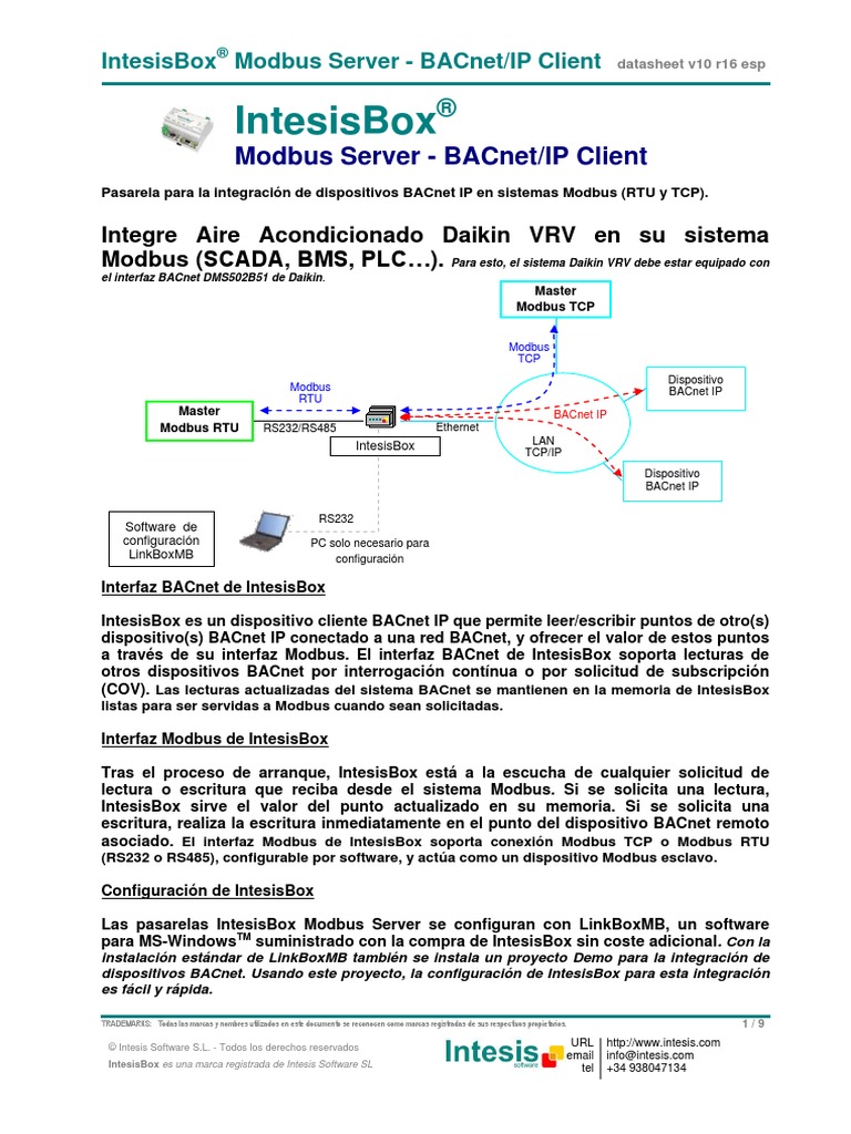 Ft-003 Intesis Box Modbus Server Bacnet Ip | PDF | Poco ...