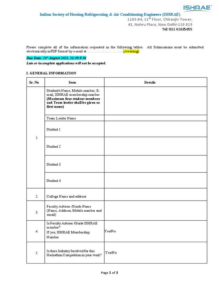 Indian Society of Heating Refrigerating & Air Conditioning Engineers ...