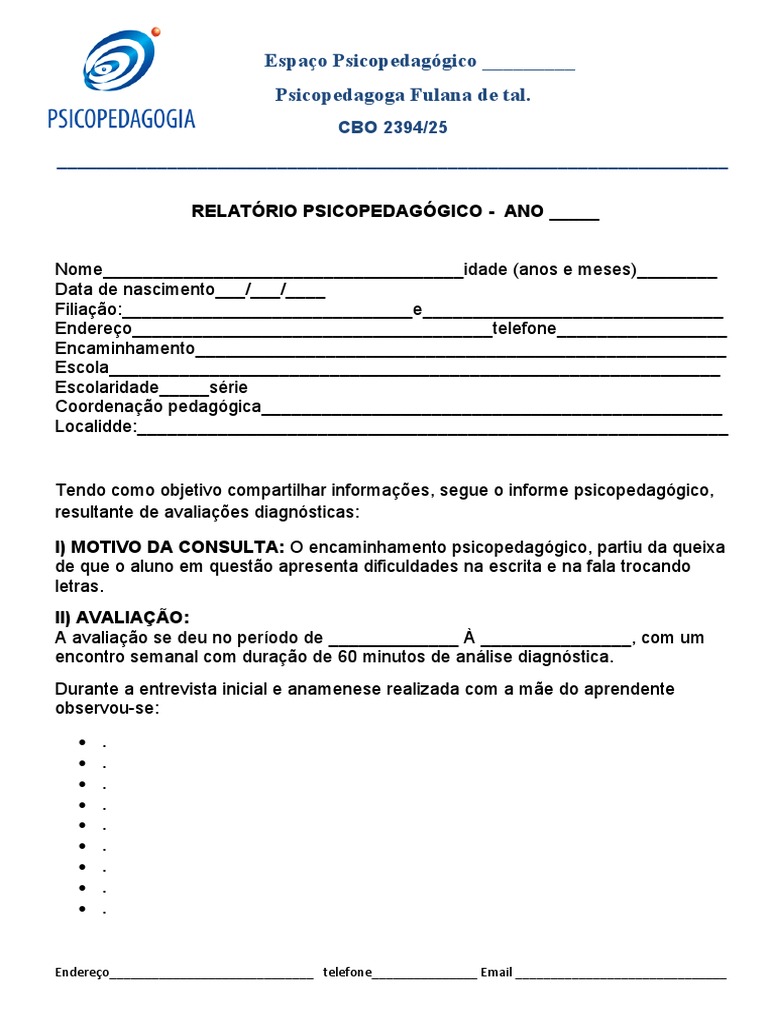 Devolutiva CPSR Modelo | PDF | Aprendizado | Neuropsicologia