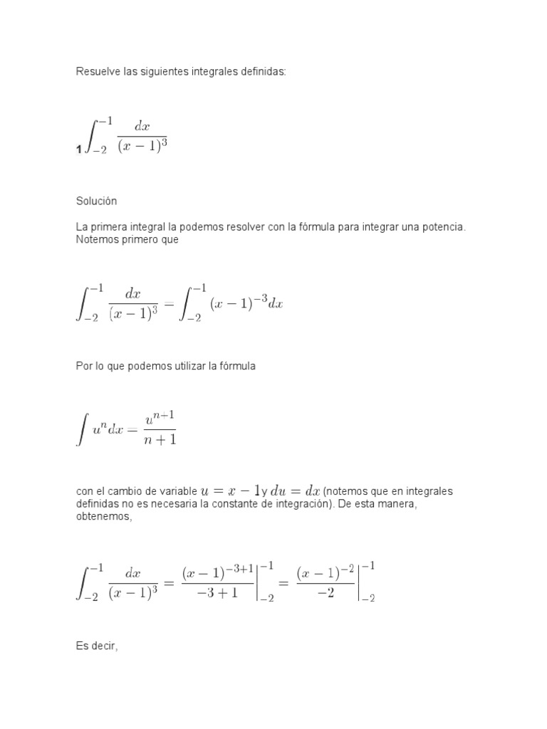 Resolver integrales definidas | PDF | Métodos y materiales de enseñanza ...