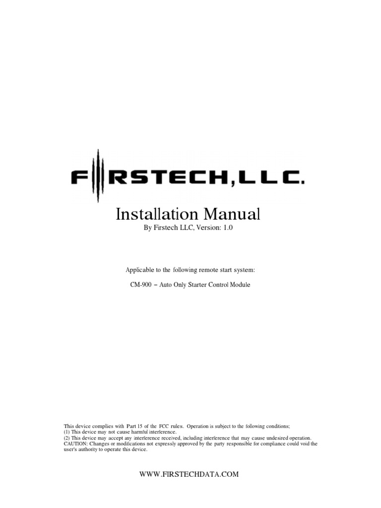 Installation Manual: by Firstech LLC, Version: 1.0 | PDF | Manufactured Goods | Electrical ...