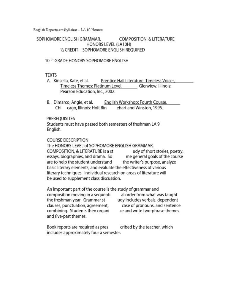 Mastering the Literary Elements: An In-Depth Syllabus for Honors ...