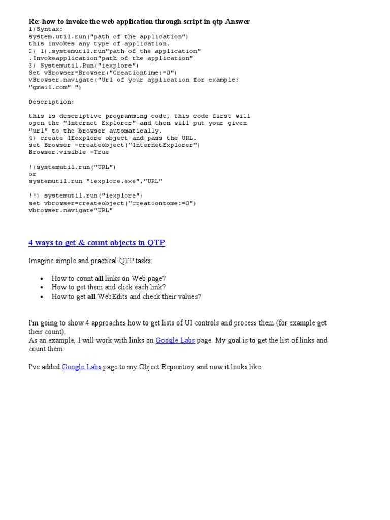 QTP Imp | PDF | Html Element | Internet Explorer