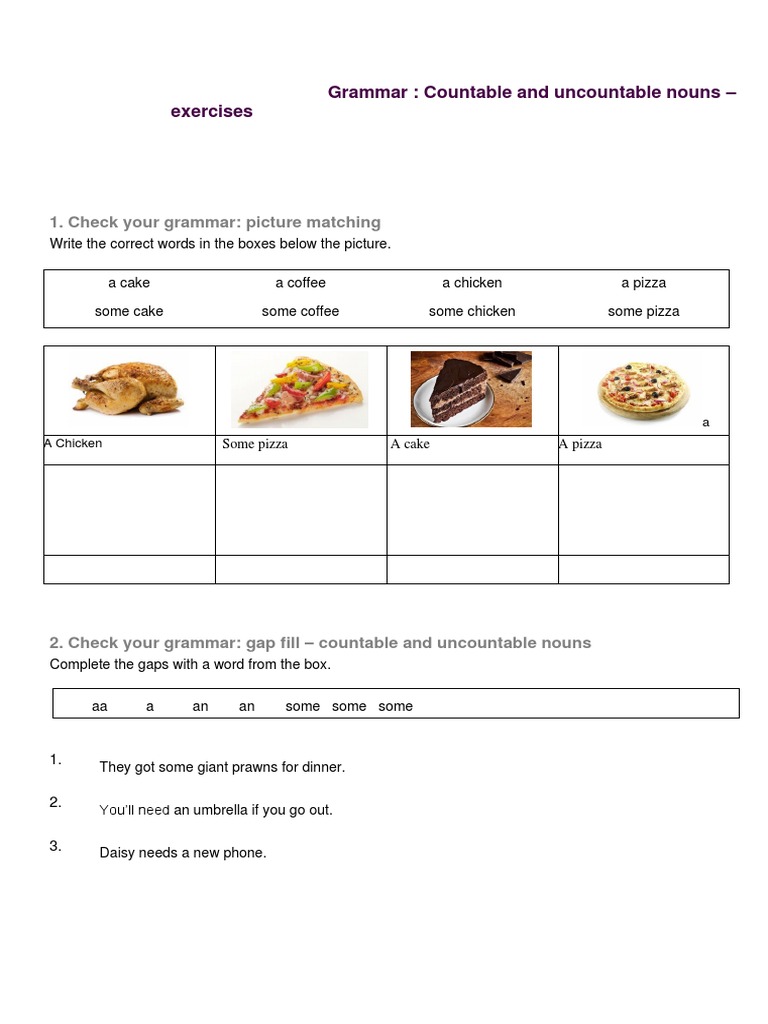 Countable and Uncountable Nouns - Exercises 2 | PDF