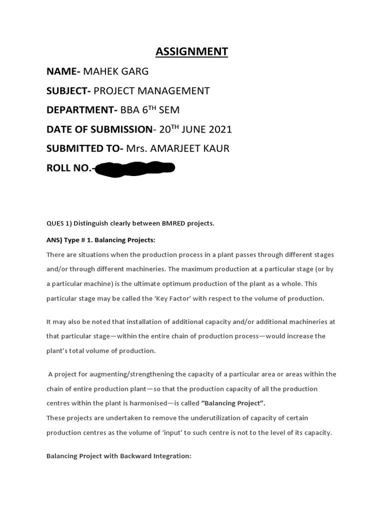 Project Management Assignment | PDF | Corporate Finance | Venture Capital