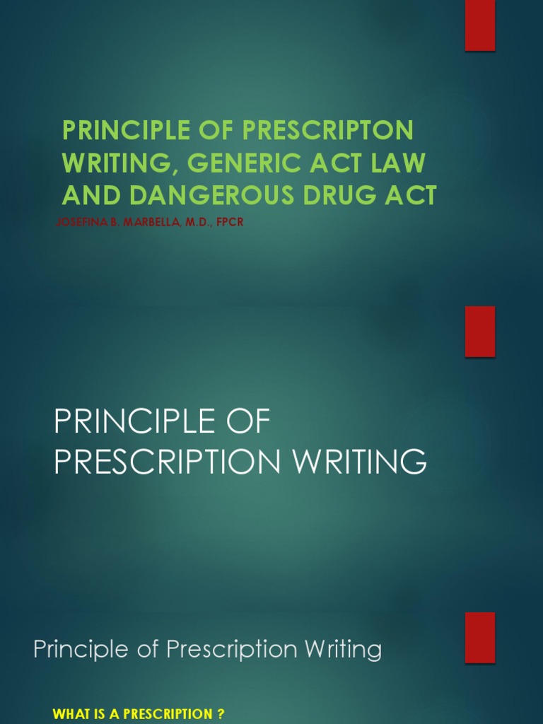 Principles of Prescription Writing | PDF | Medical Prescription ...