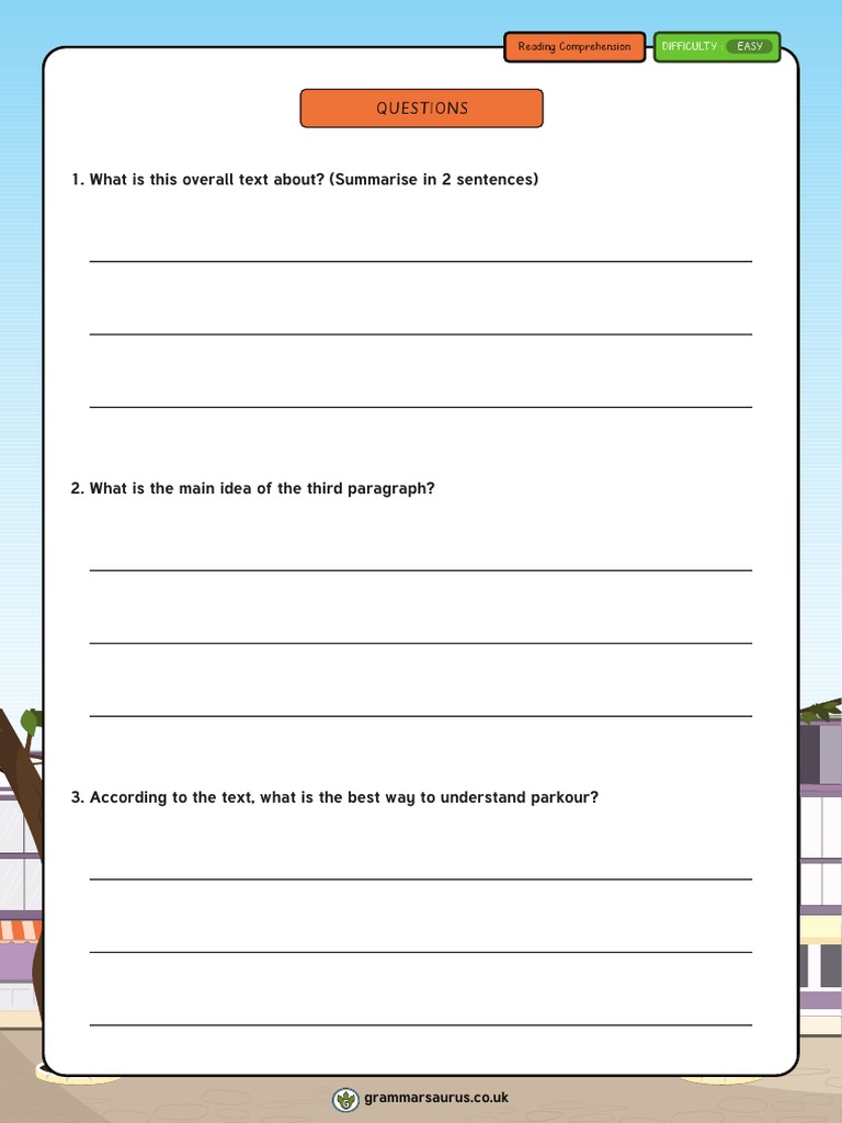 Parkour Easier Reading Comprehension and Answers | PDF | Cognition ...