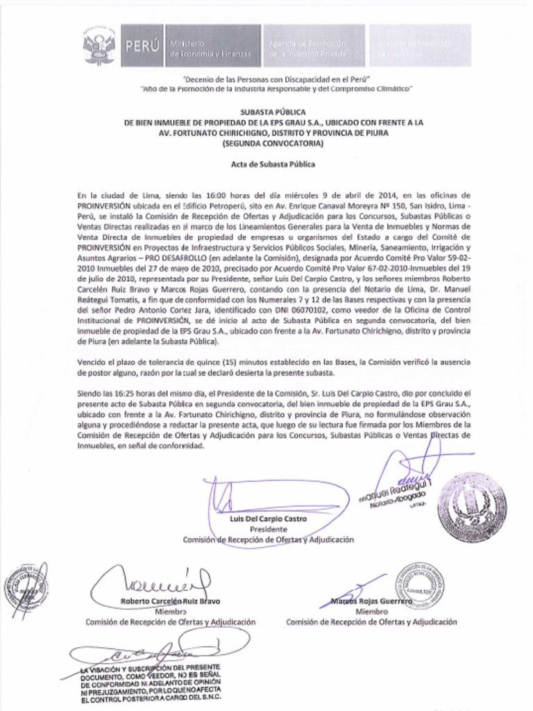 Acta de Subasta Publica | PDF